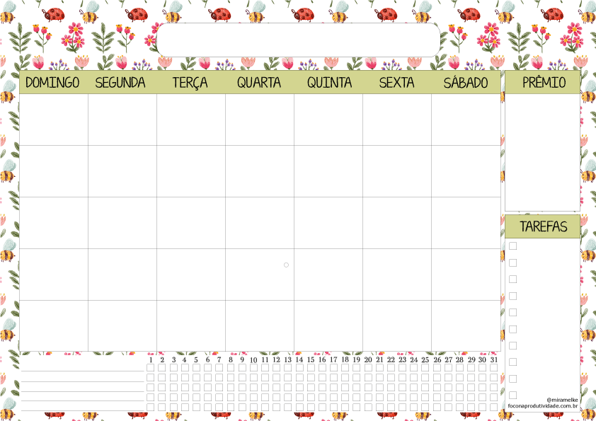 Planner Infantil 2026 - Mensal - Foco na Produtividade